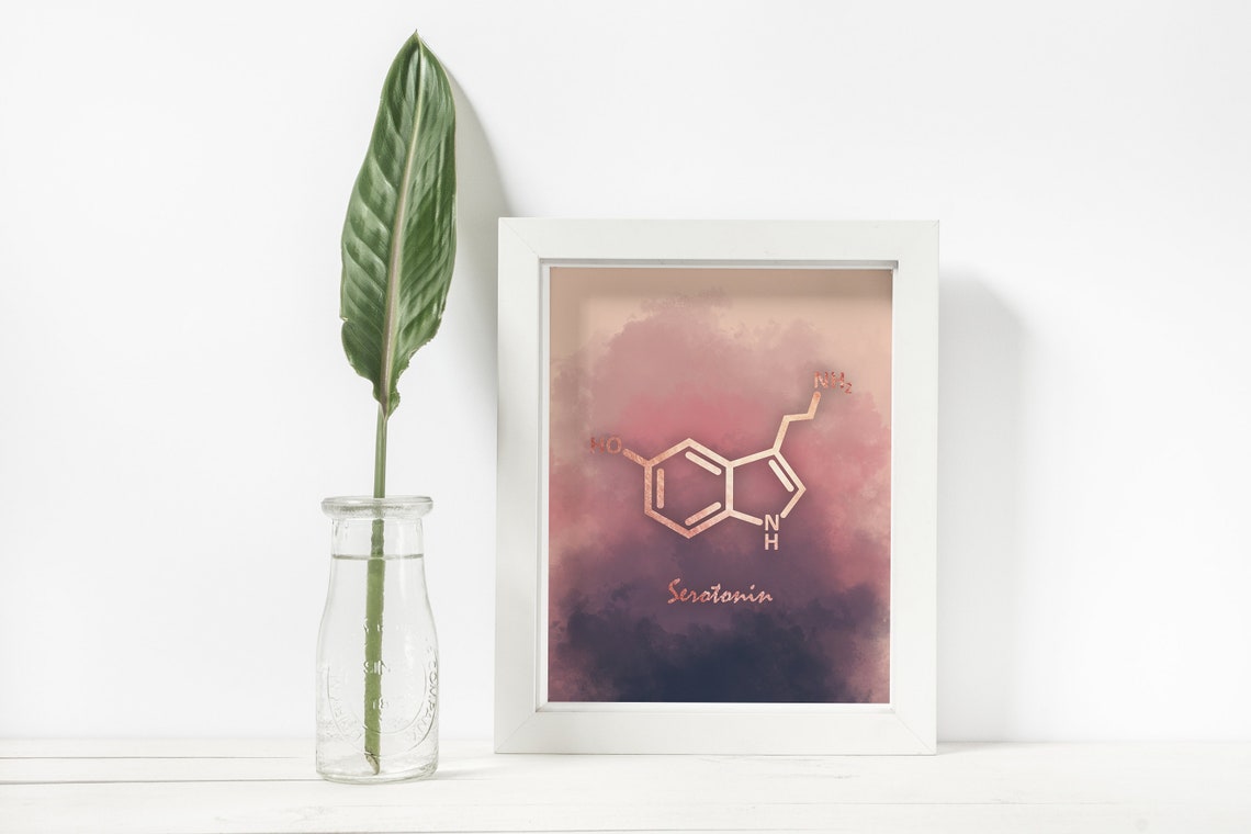 Serotonin Molecule Art Print, Happy Molecule, Serotonin Wall Art ...