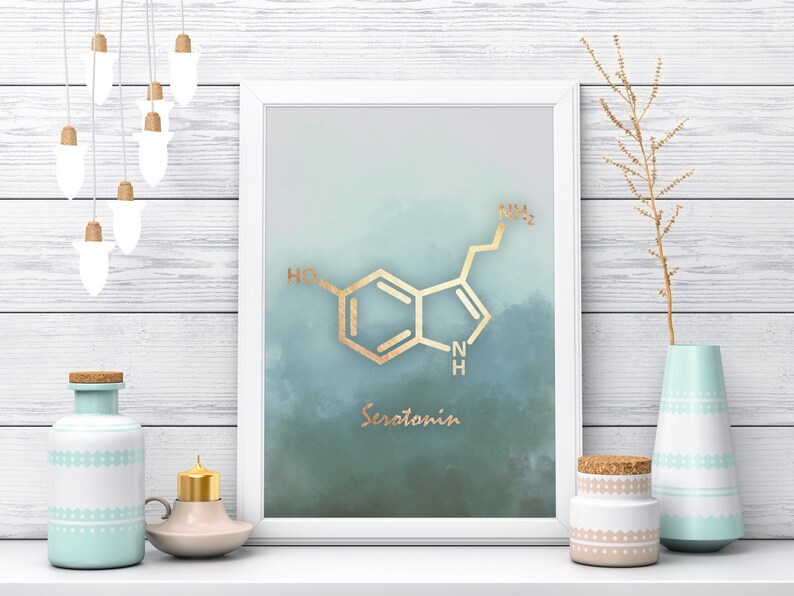 Serotonin Molecule Poster Serotonin Art Print Happiness - Etsy