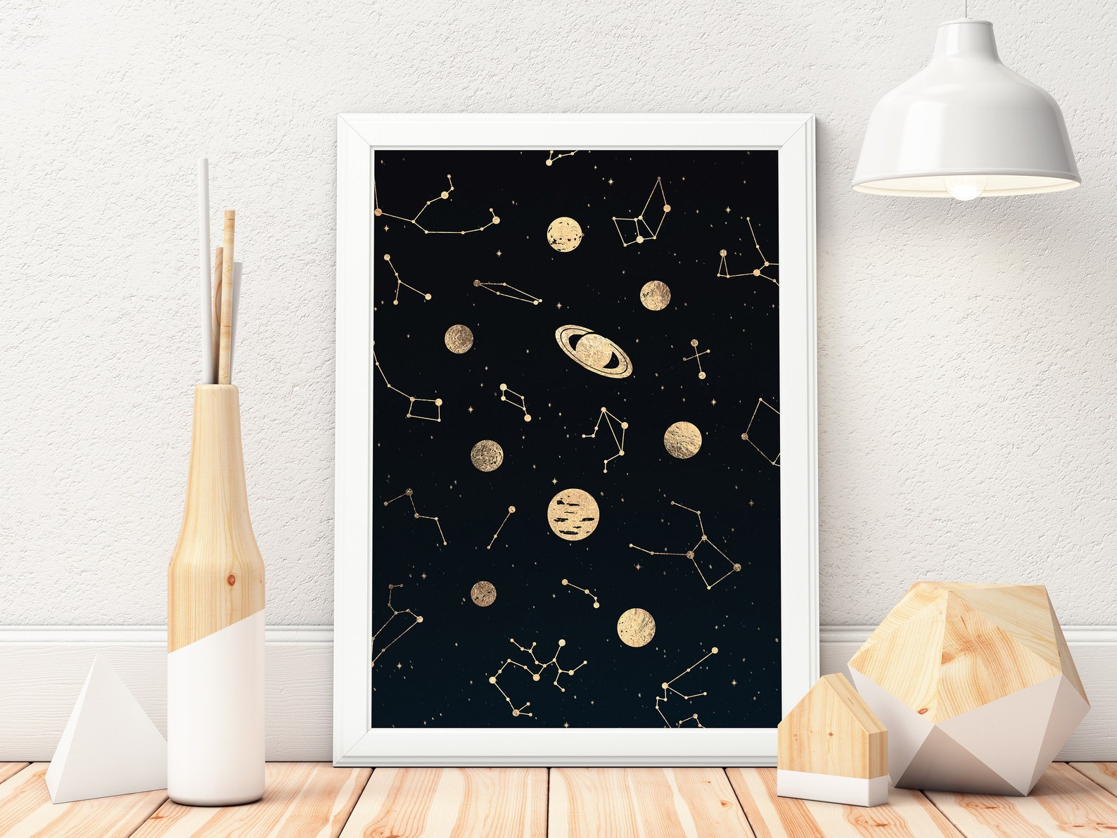 Gold Solar System Poster Gold Planet Poster Solar System - Etsy