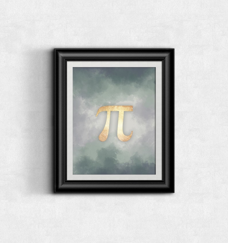 Instant Download Pi Symbol Green Watercolor and Gold Art - Art Print ...
