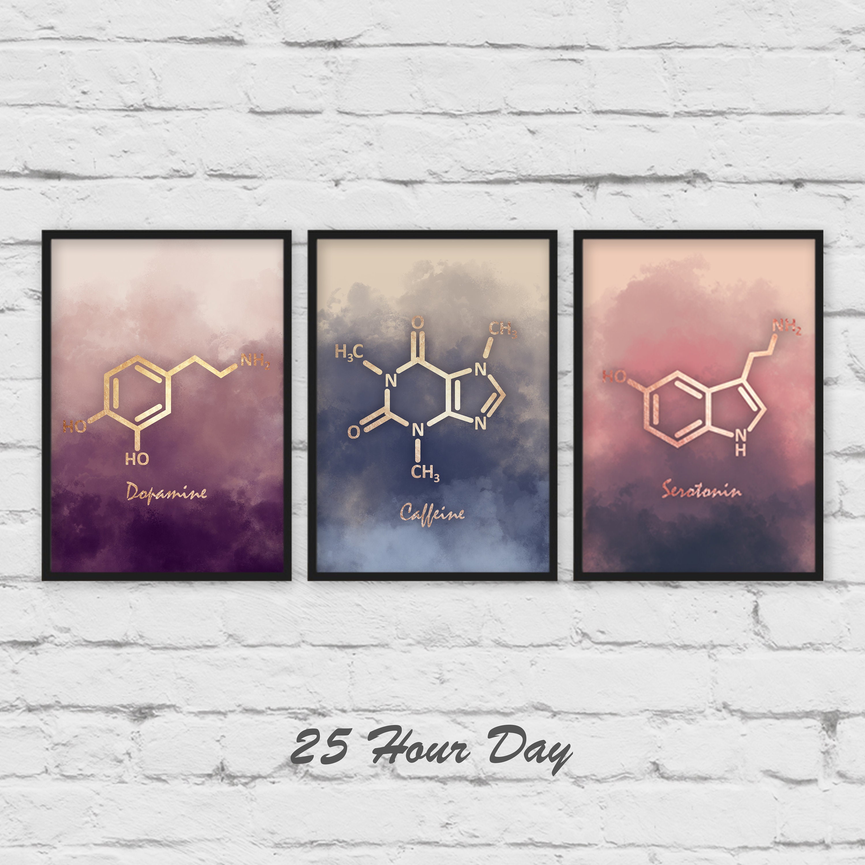 Set of 3 wall art Serotonin Art Dopamine art Caffeine art | Etsy