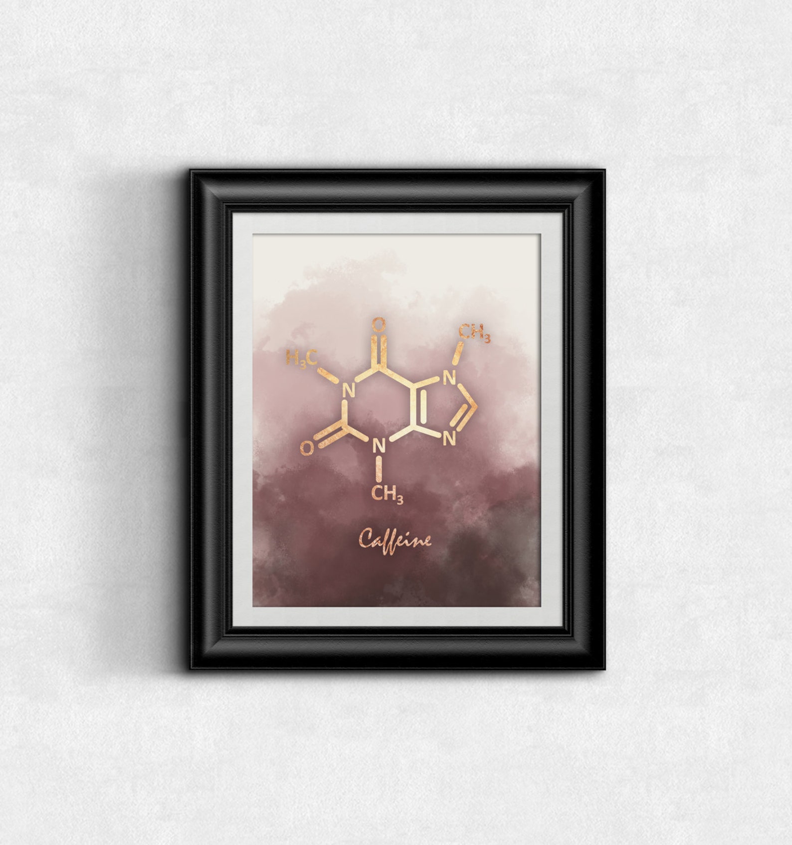 Caffeine Molecule Poster, Caffeine Art Print, Coffee Art, Caffeine Wall ...