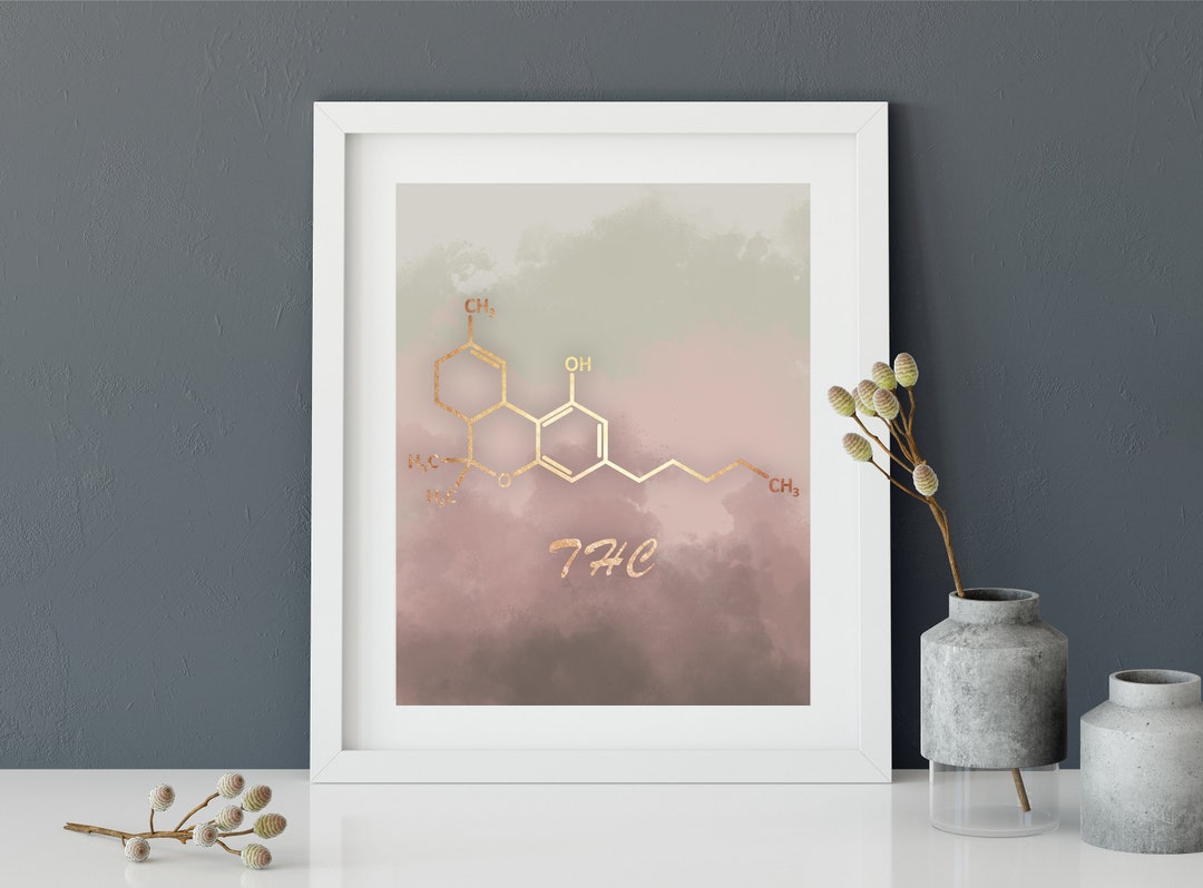 THC Molecule Art Print, THC Poster, Cannabis Poster, Cannabis Art Print ...