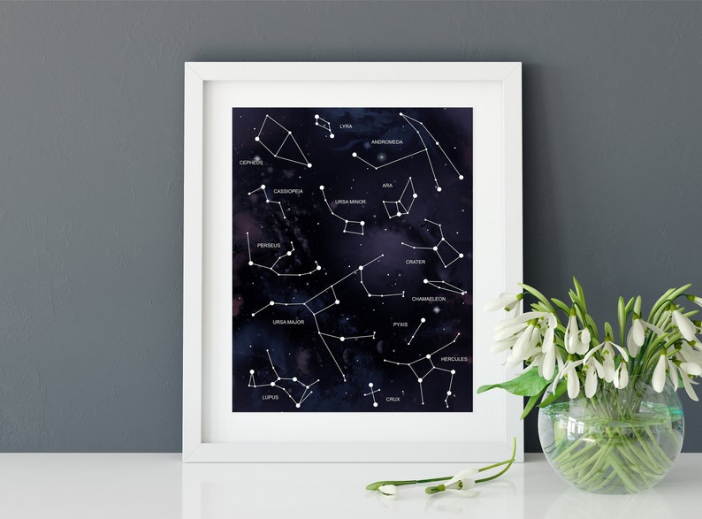 Constellation Map Poster Star Map Print Star Chart Galaxy | Etsy
