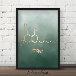 THC Molecule Poster, THC Art Print, Weed Poster, Weed Art Print, Weed ...