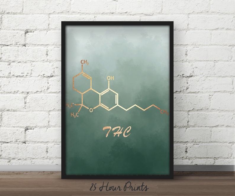 THC Molecule Poster THC Art Print Weed Poster Weed Art - Etsy