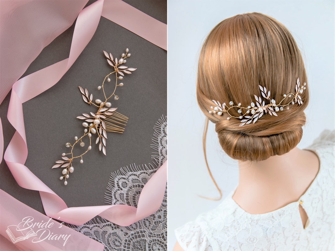 Wedding Hair Jewelry, Bridal Long Hair Comb With Freshwater Pearls and ...
