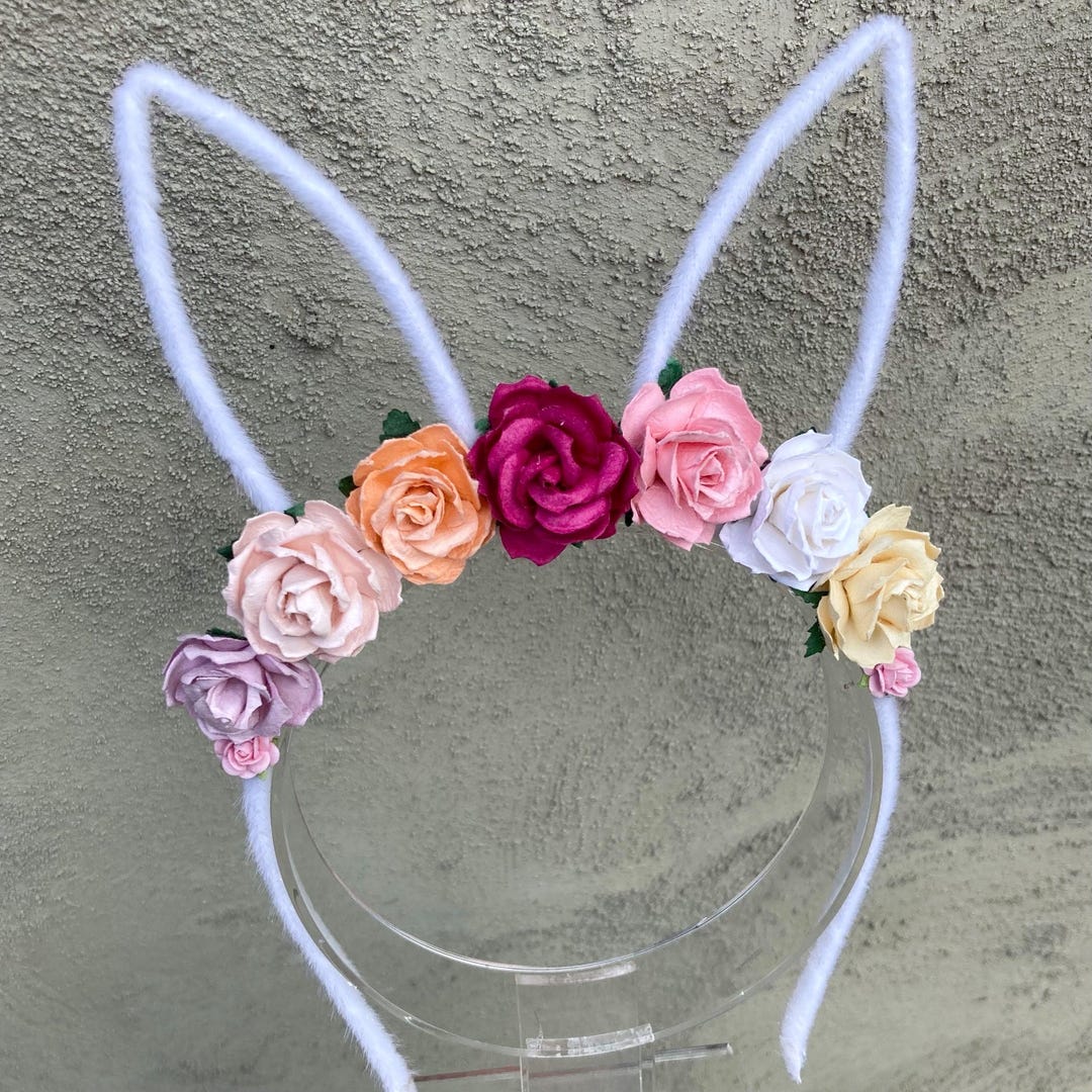 Easter Bunny Bow, Flower Rabbit Ear Headband, Girls Hairband, Kids ...
