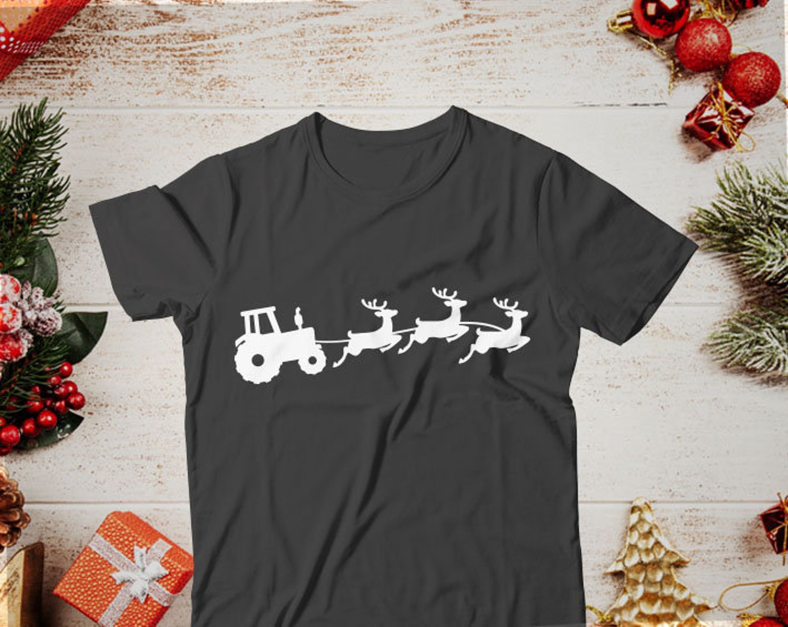 Tractor Reindeer Svg, Christmas Tractor Svg, Santas Sleigh SVG ...