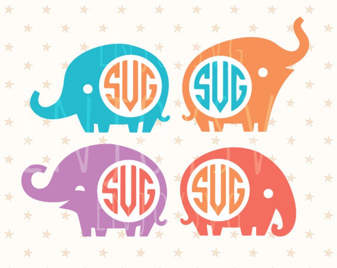 Cute Elephant Monogram Cute Elephant Svg Elephant Monogram SVG - Etsy