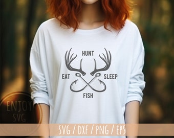 Hunting and Fishing Heart, Fishing Svg, Fishing Cut File, Fishing ...