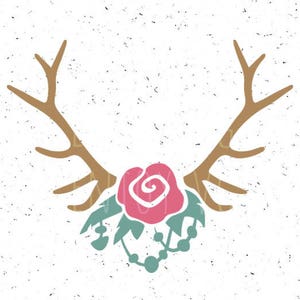 Floral Antlers Svg, Boho Monogram Frames Svg, Antlers Svg, Boho Svg ...