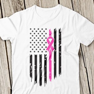 Pink Ribbon USA Flag Svg, Breast Cancer Svg, Grunge Flag Svg, Breast ...