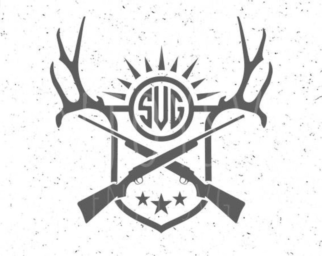 Hunt Monogram Svg Hunt Svg Shields Svg Hunting Svg Horns Svg Moose ...