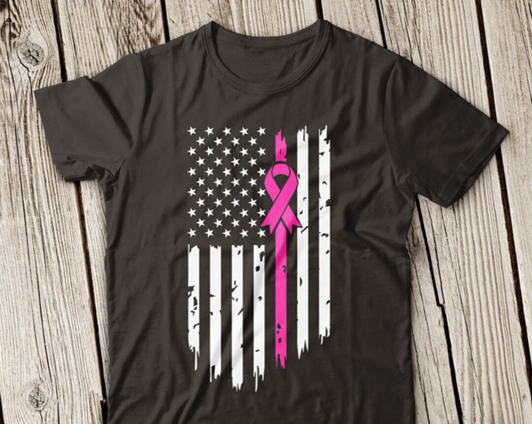 Pink Ribbon USA Flag Svg, Breast Cancer Svg, Grunge Flag Svg, Breast ...
