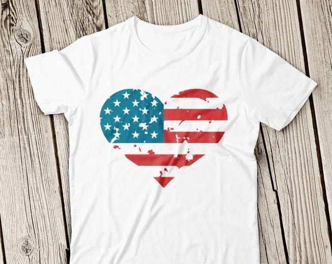 Heart American Flag Svg Distressed Flag Svg USA American - Etsy