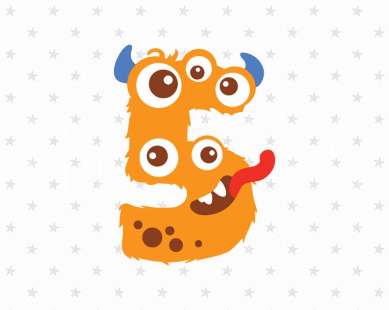 Monster Number 5 Svgbirthday Monster Number 5 Svg - Etsy