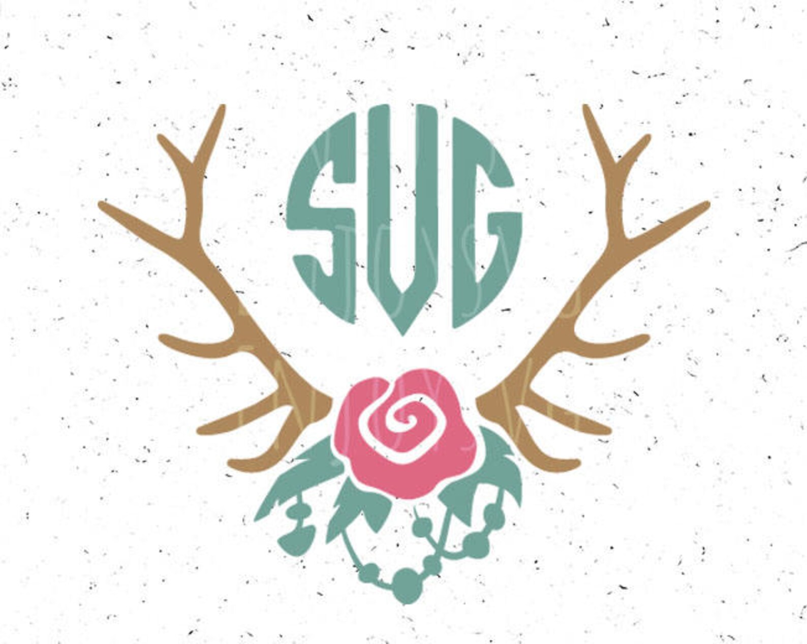 Floral Antlers Svg Boho Monogram Frames Svg Antlers Svg | Etsy
