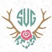 Floral Antlers Svg, Boho Monogram Frames Svg, Antlers Svg, Boho Svg ...