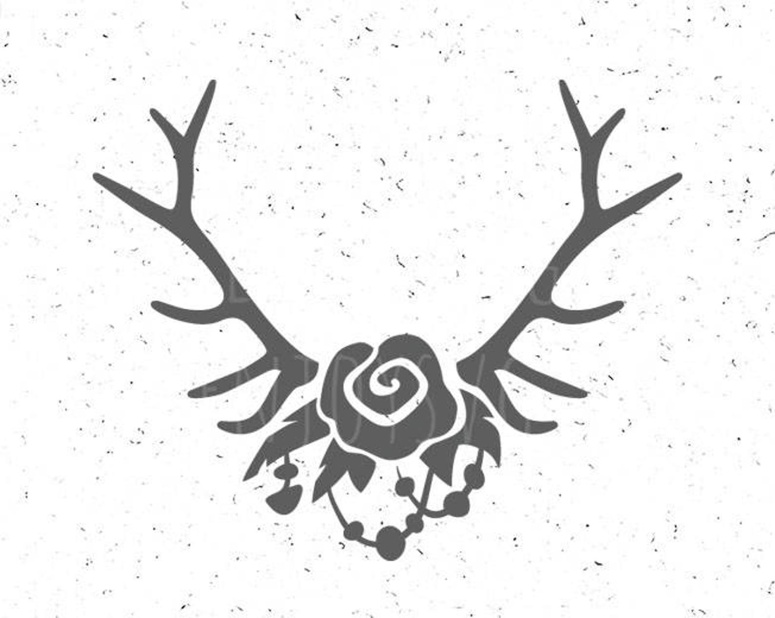 Floral Antlers Svg Boho Monogram Frames Svg Antlers Svg | Etsy