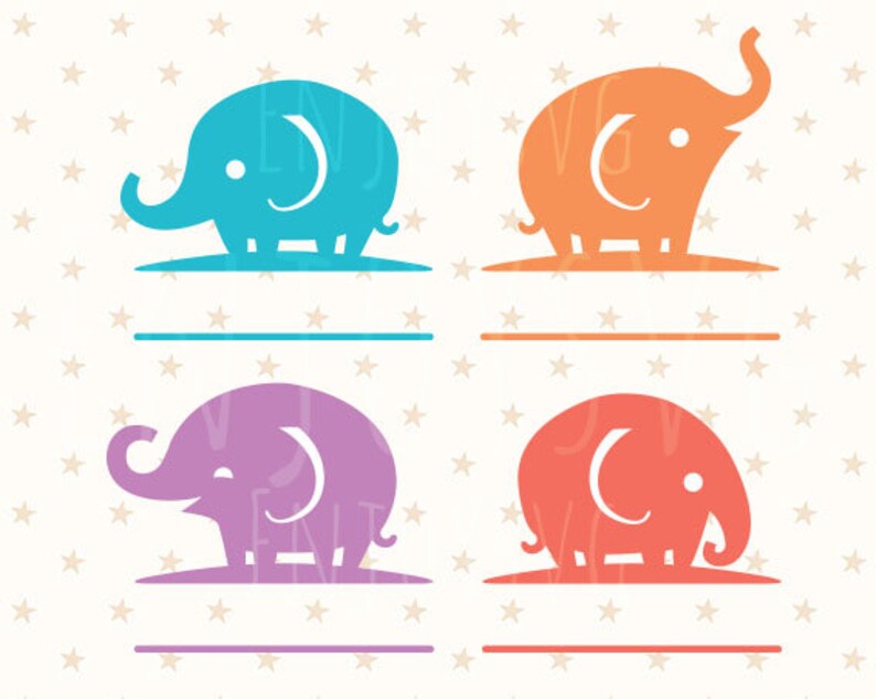 Elephant Monogram Frame Svg Cute Elephant Svg Elephant | Etsy
