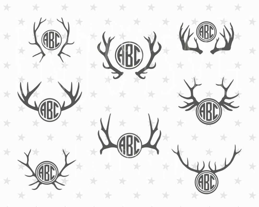 Deer Horn Monogram Frame Svg Antler Monogram Frames Clip Art - Etsy