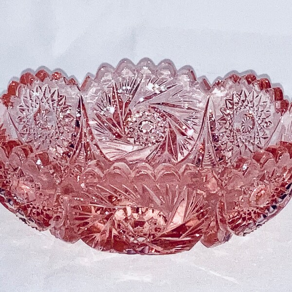 Pink Cut Glass Dish - Etsy