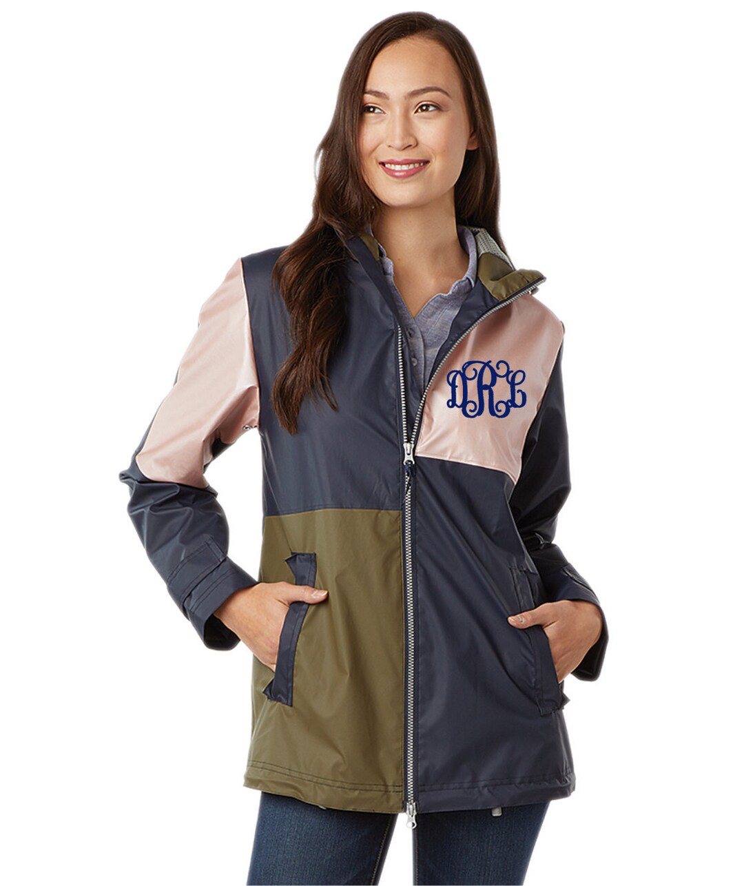 Womans Colorblock Raincoat With Monogram - Etsy