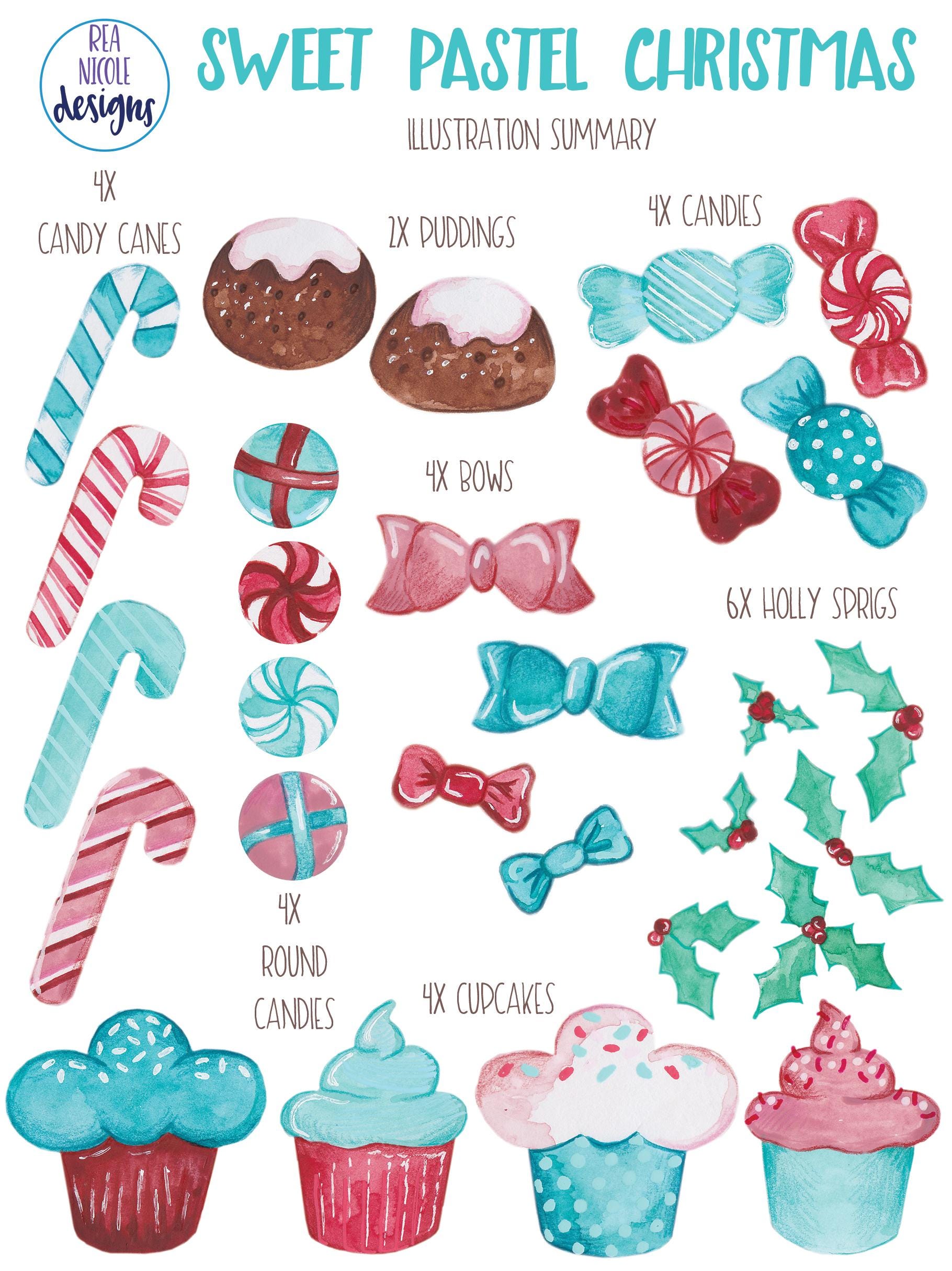 Christmas Watercolor Clip Art: Hand-drawn Holiday Elements (PNG ...