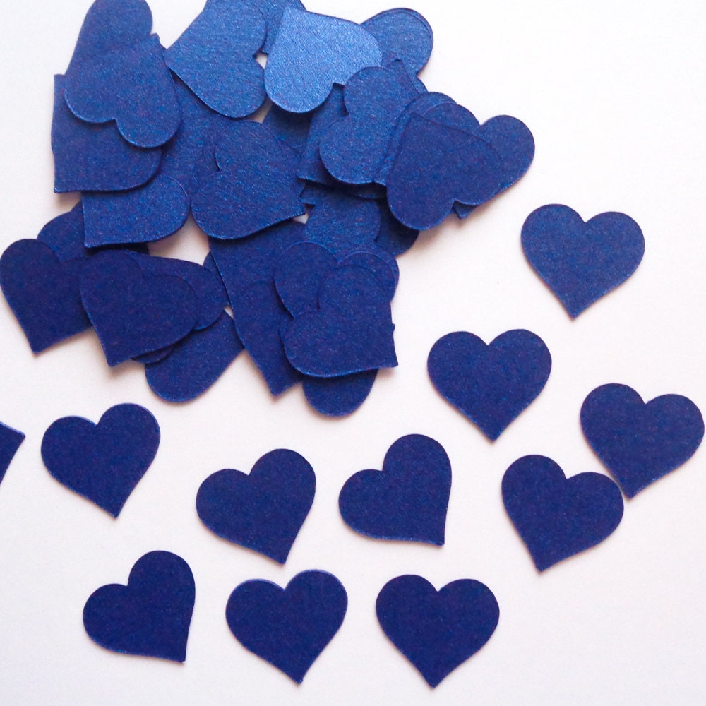 Blue Confetti Hearts Wedding Table Decor Dark Metallic Blue - Etsy