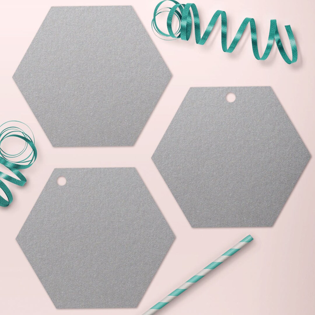 Silver Hexagon Tags Metallic Cardstock Die Cut Hexagons Choose Size 40 ...