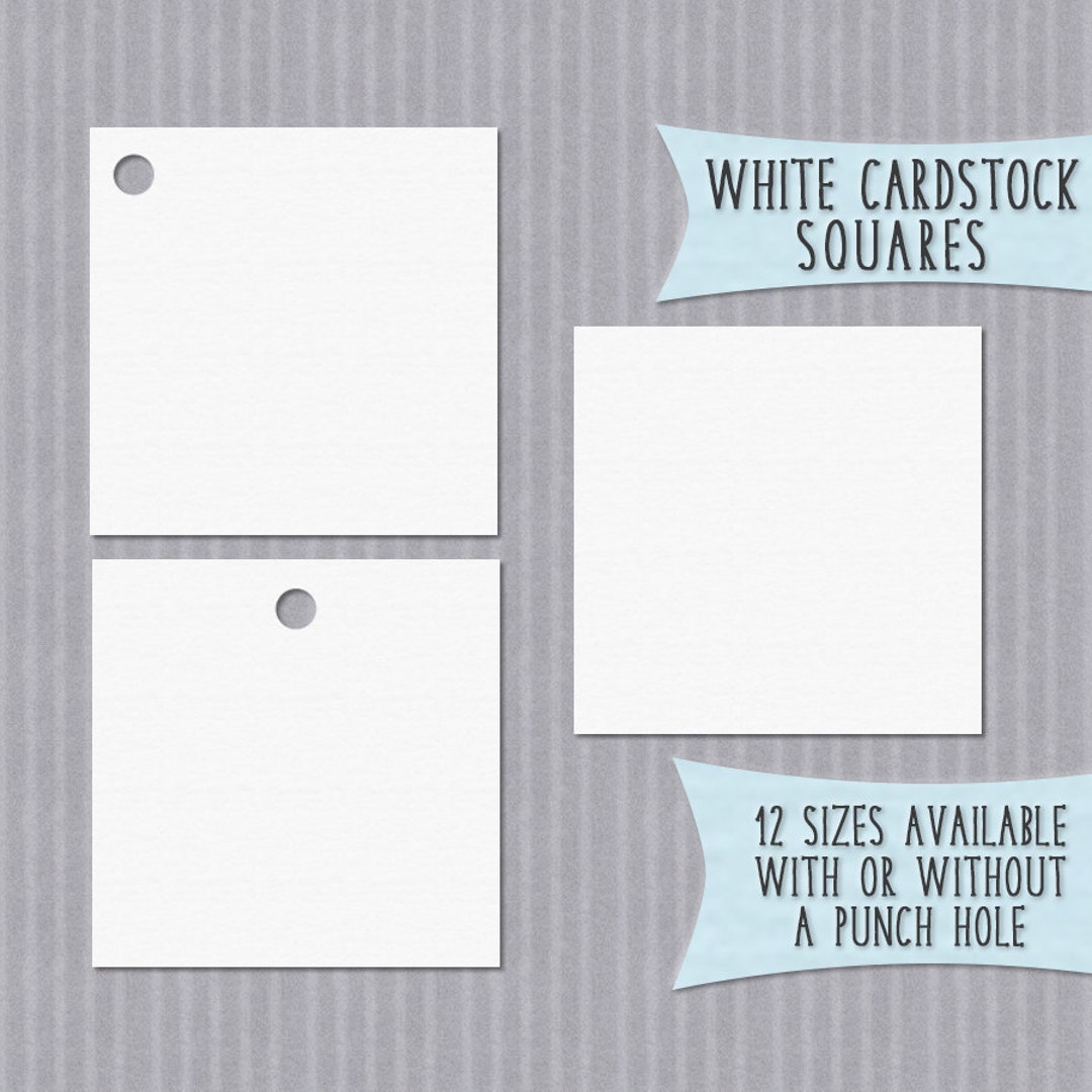 White Square Die Cuts 40 Cardstock Square Tags Choose Size Blank Paper ...