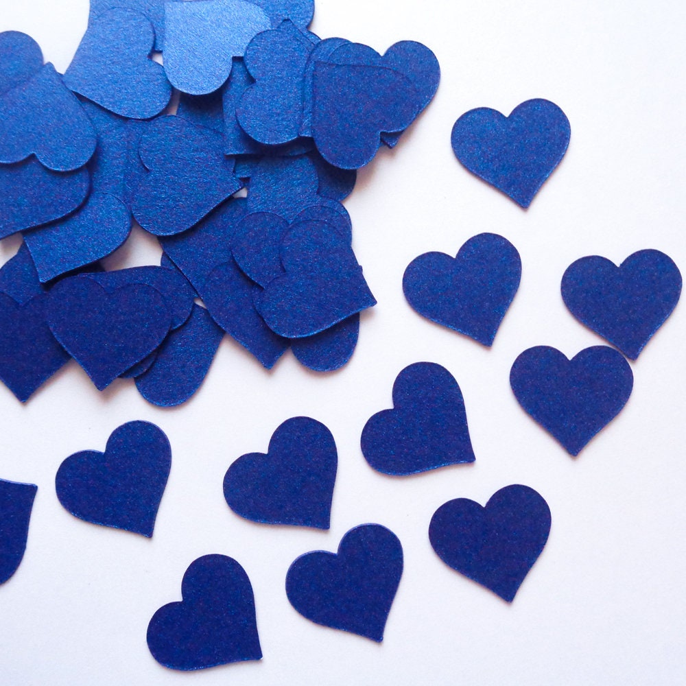 Blue Confetti Hearts Wedding Table Decor Dark Metallic Blue - Etsy