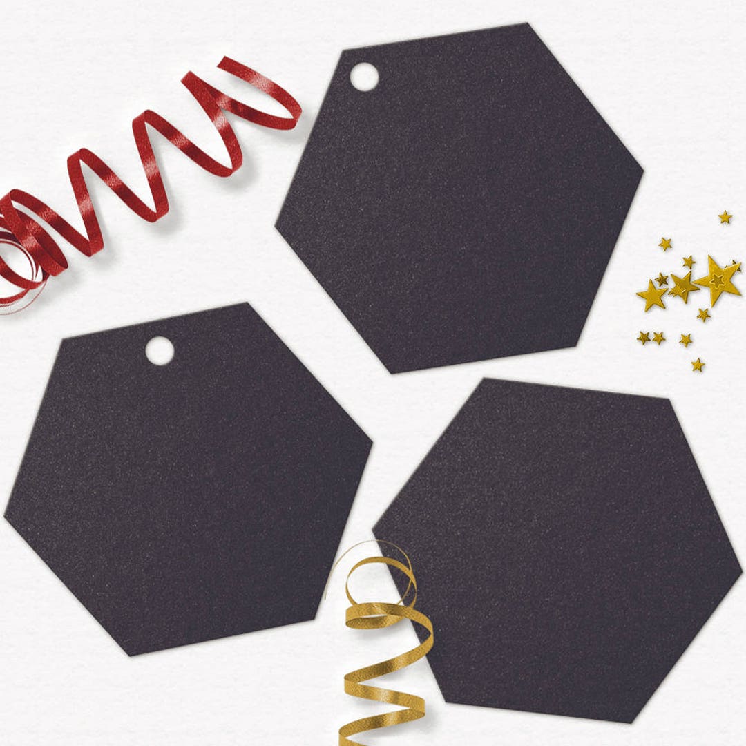Black Hexagon Die Cuts Blank Hexagonal Tags Set of 40 Hexagon Place ...