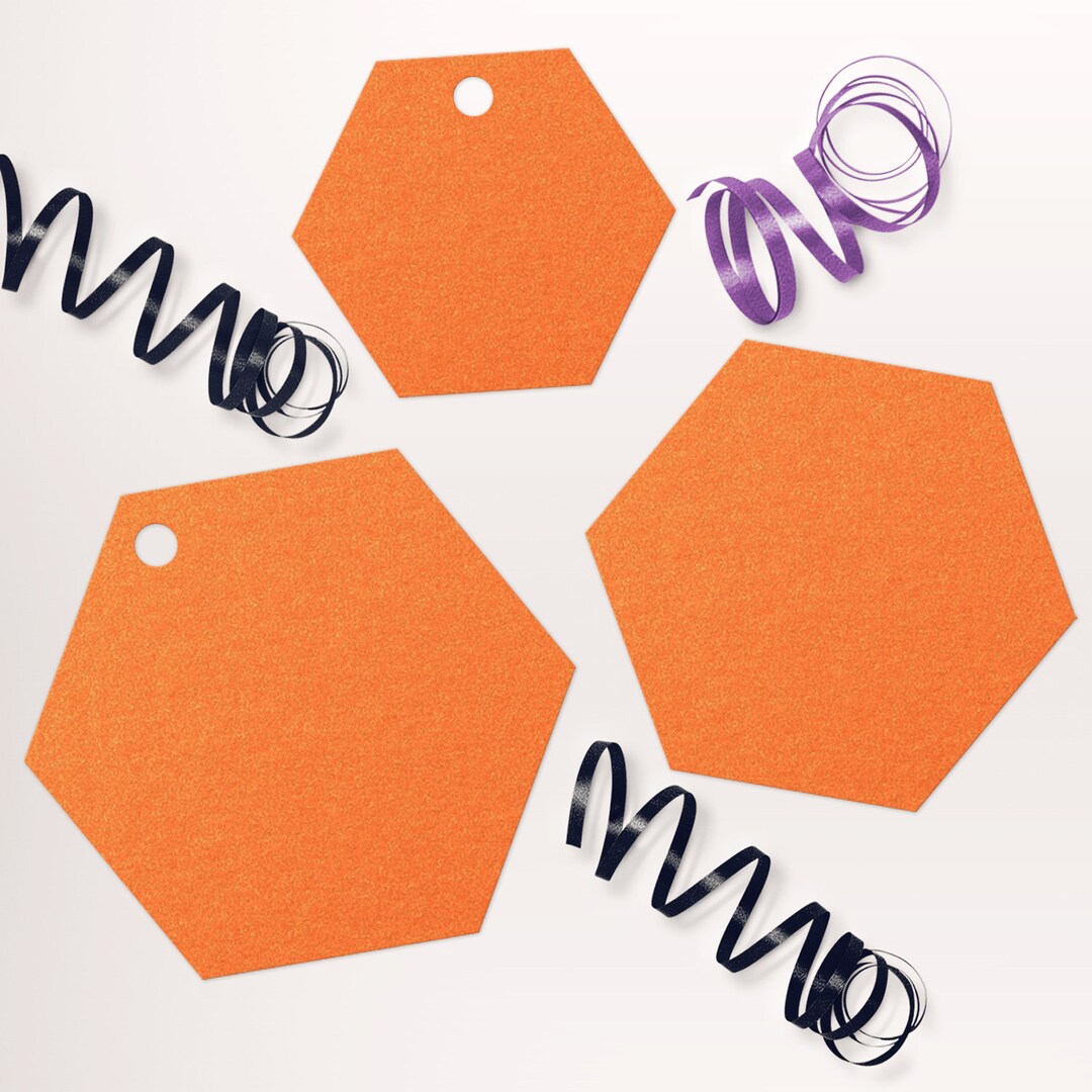 Orange Paper Hexagons Cardstock Hexagon Shaped Cut Outs Pearlescent ...