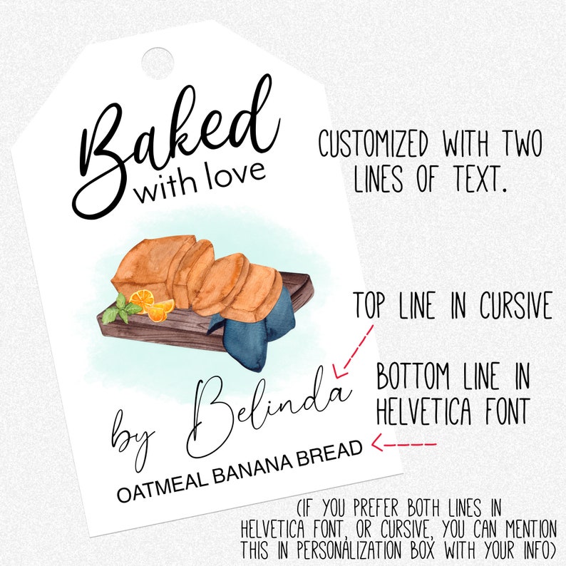 Bread Baked With Love Tags Personalized Baking Tag Custom - Etsy