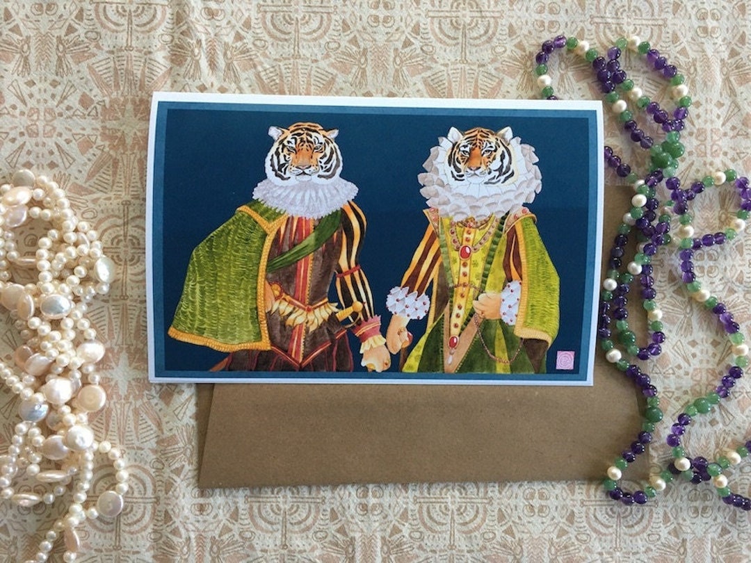 Royal Tiger Couple Dressed as a Royalty King Queen Watercolour Painting ...