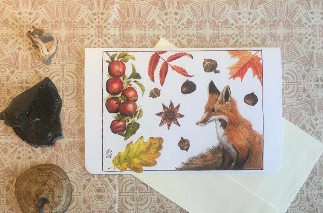 Samhain Fox Watercolour Painting Print or Card Fall Beauty Red Fox ...