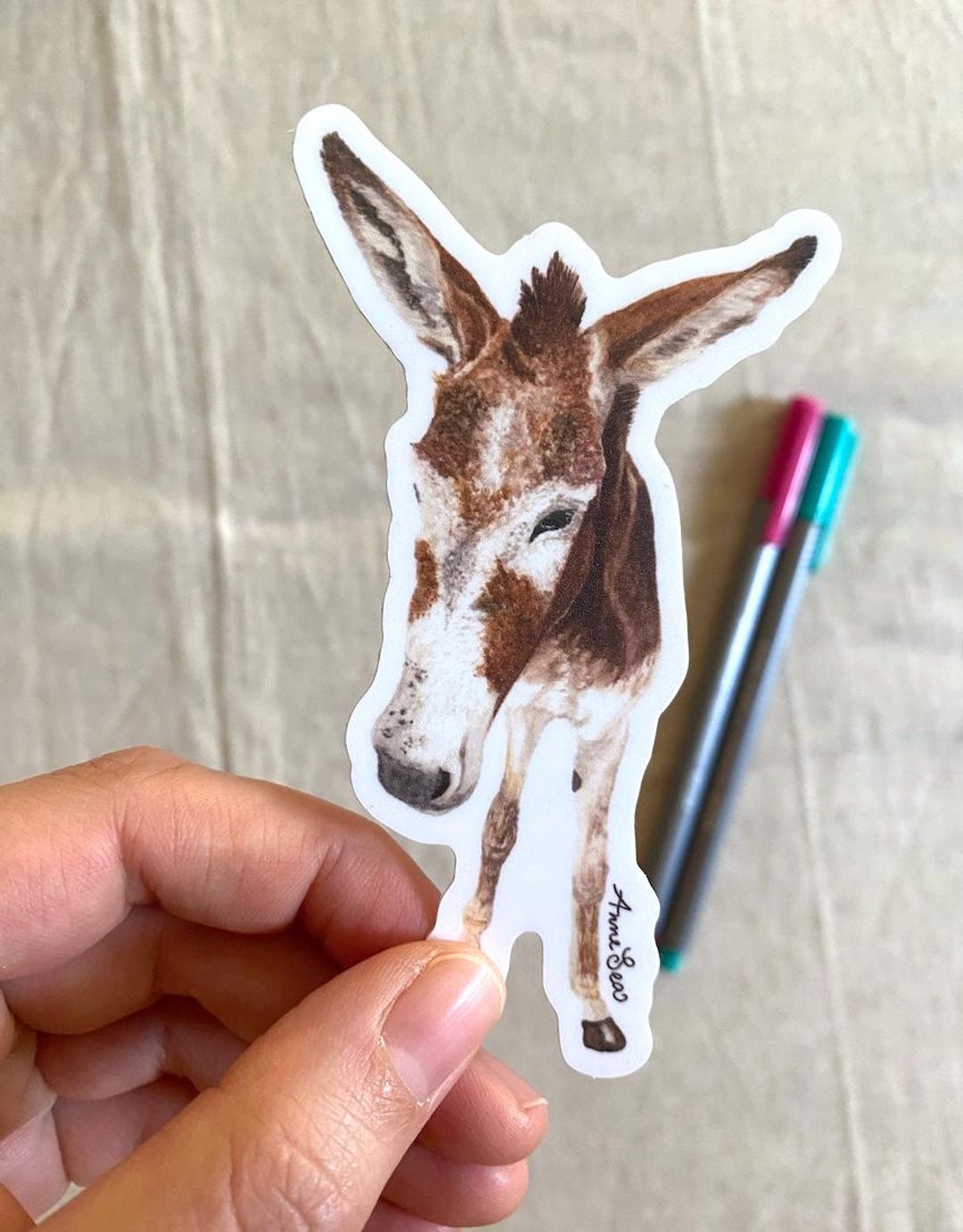 Donkey Vinyl Sticker - Watercolour Stickers - Etsy