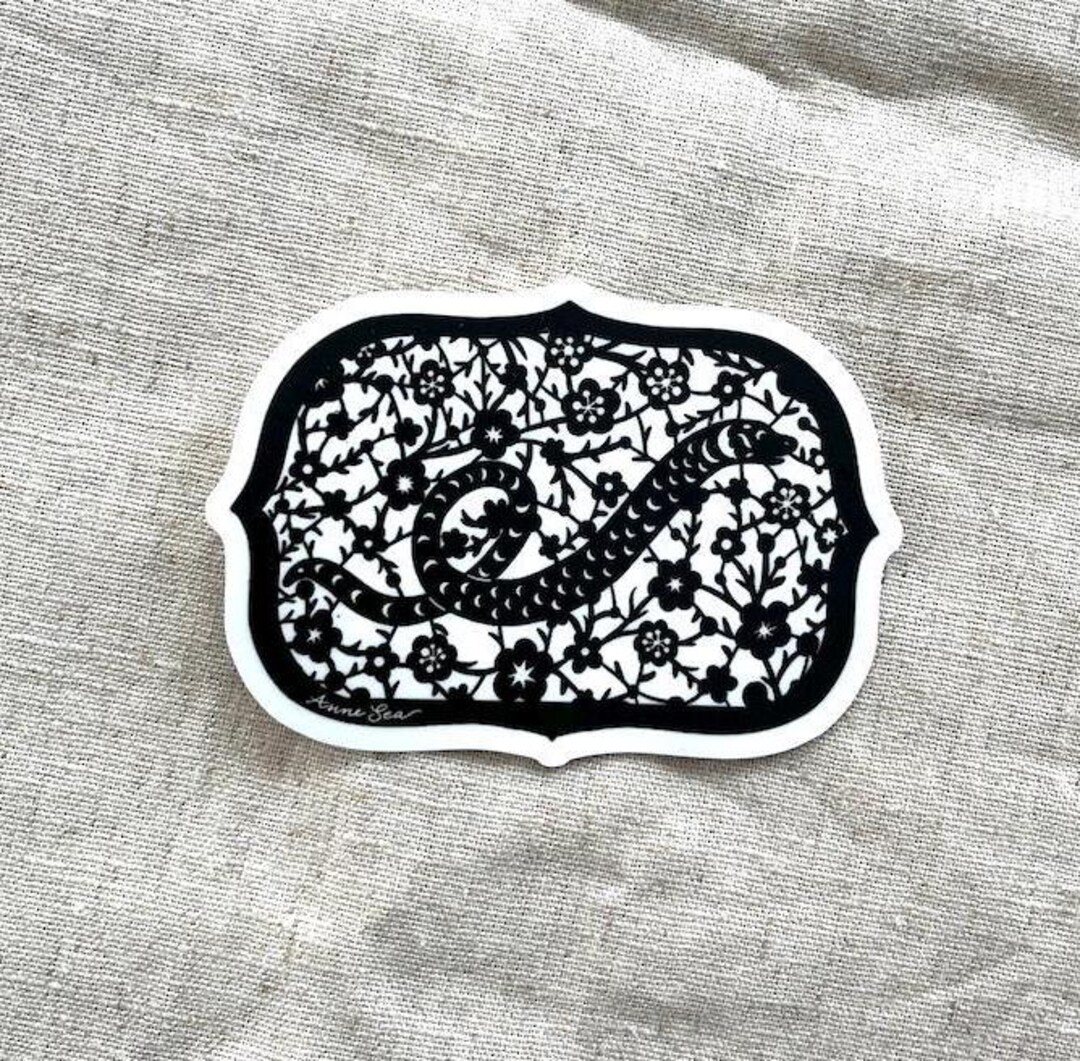 Decoupage Snake Vinyl Sticker - Lunar New Year Sticker - Etsy