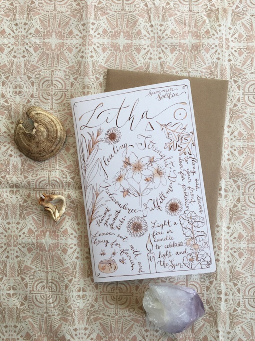 Litha Grimoire Page Greeting Card or Print Summer Solstice Midsummer - Etsy