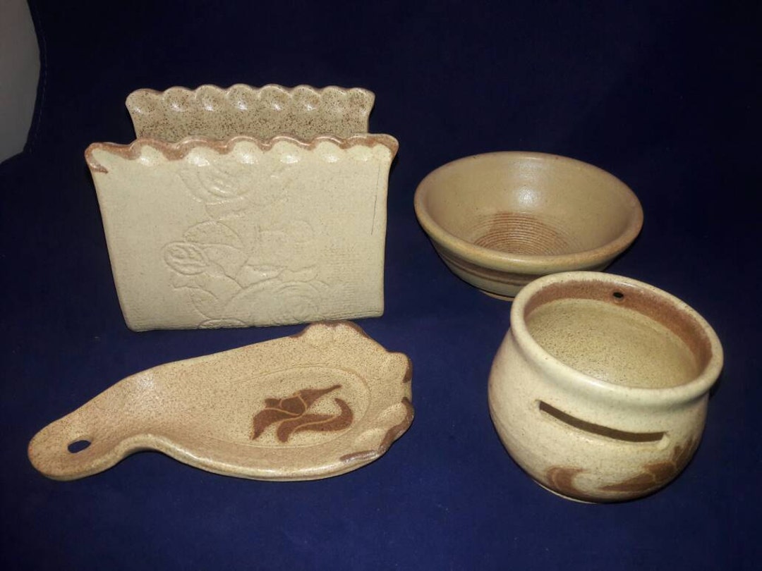 Pottery 4 Piece Set - Debrah Wolf - Riverstone Pottery - Etsy