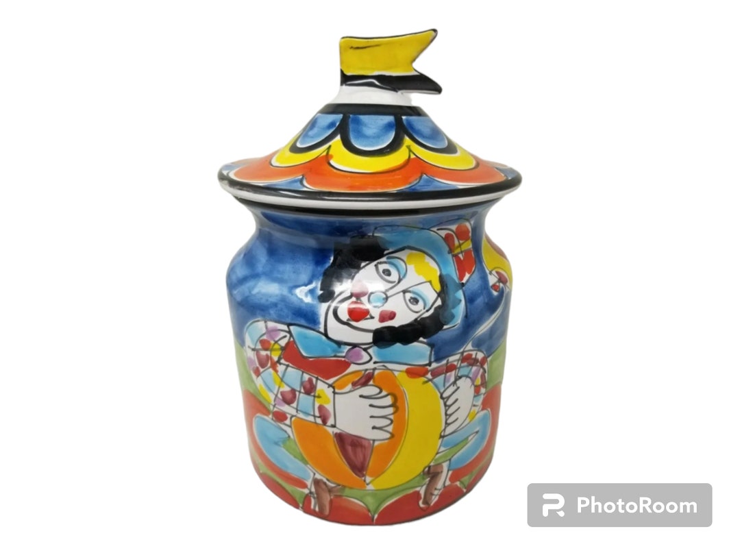 La Musa Italy Hand Painted Art Pottery Circus Themed Cookie Jar - Etsy