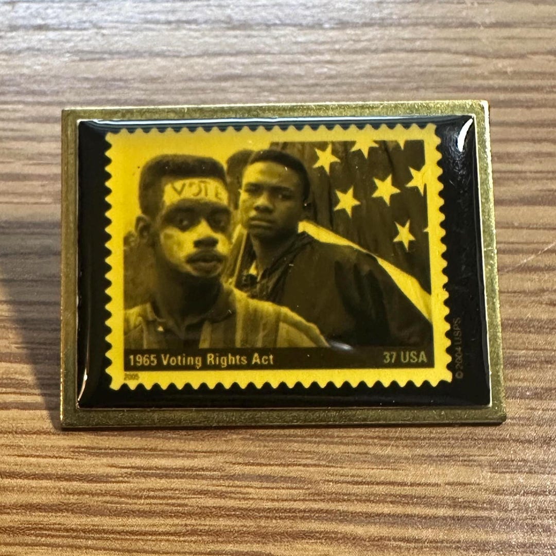 Golden 1965 Voting Rights Act Pin - US Postal Service Stamp Replica Pin ...