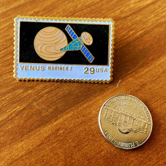 Venus Stamp Pin - Mariner 2 Replica USPS Enamel Pin - Gem