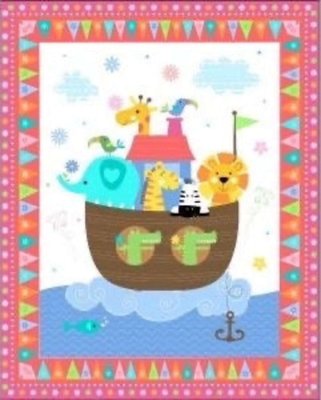 Noahs Ark Pink 11 Fabric Panel - Etsy