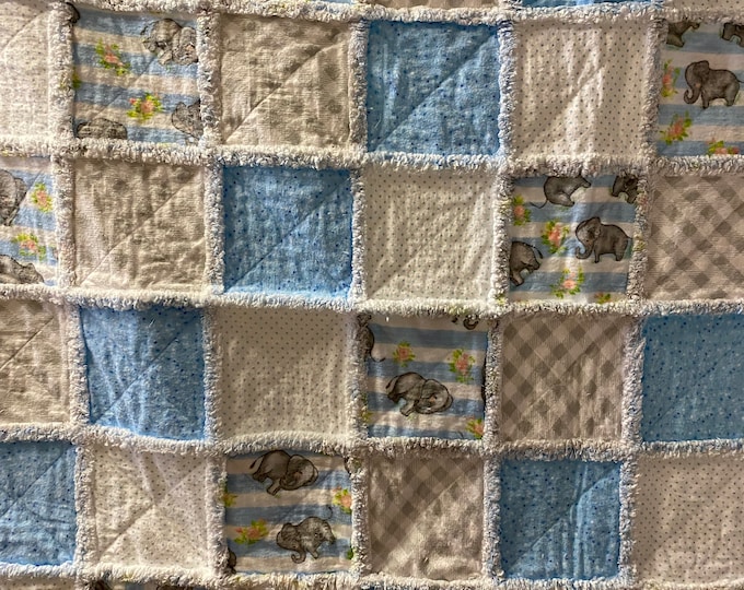 Elephant Baby Rag Quilt - Etsy