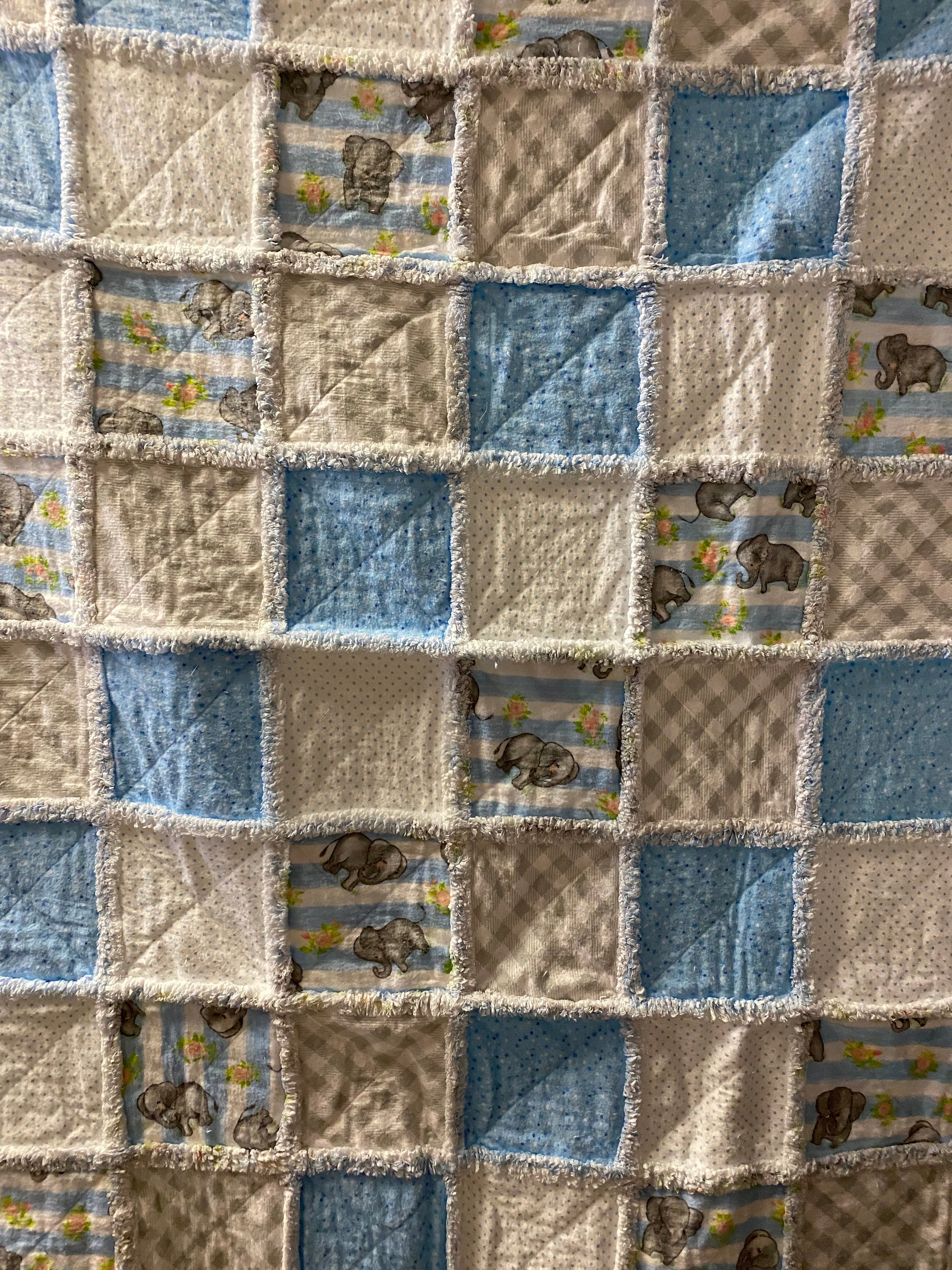 Elephant Baby Rag Quilt - Etsy