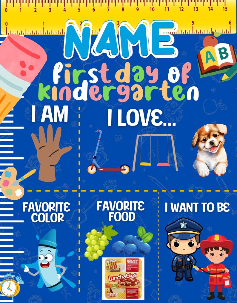 Back to School Poster Colorful Kindergarten Poster Pre-k Poster Blue ...