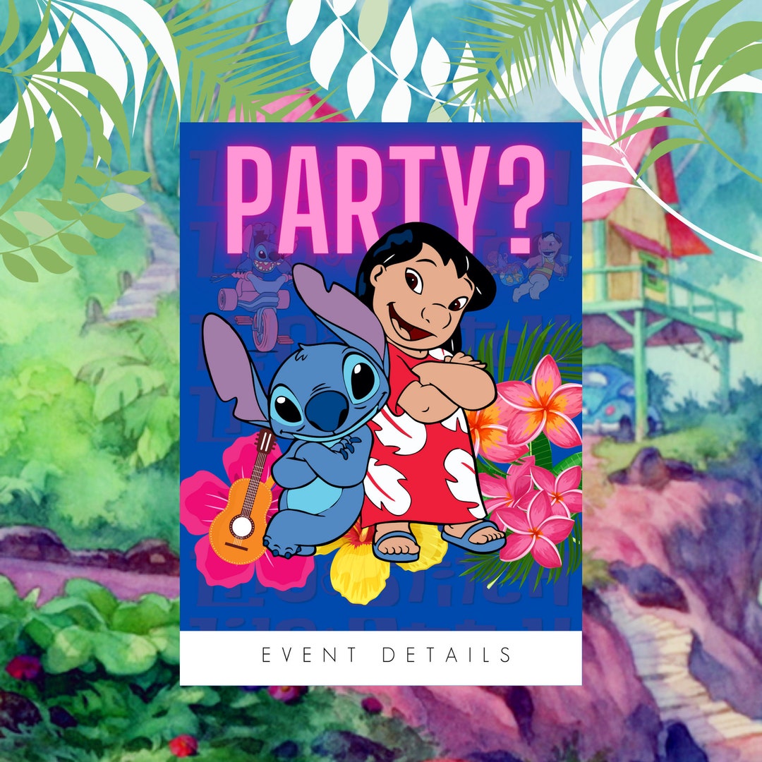 Lilo and Stitch Invitationhawaiian Birthday Invitation Aloha Ohana ...